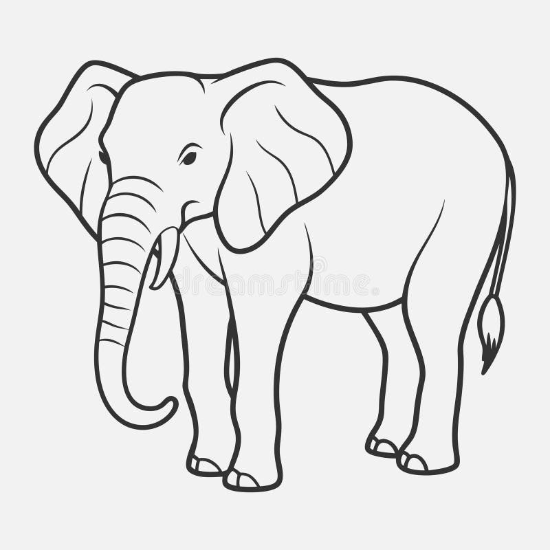 Stunning Elephant Line Art Vector - High-Quality Detailed Illustration ...