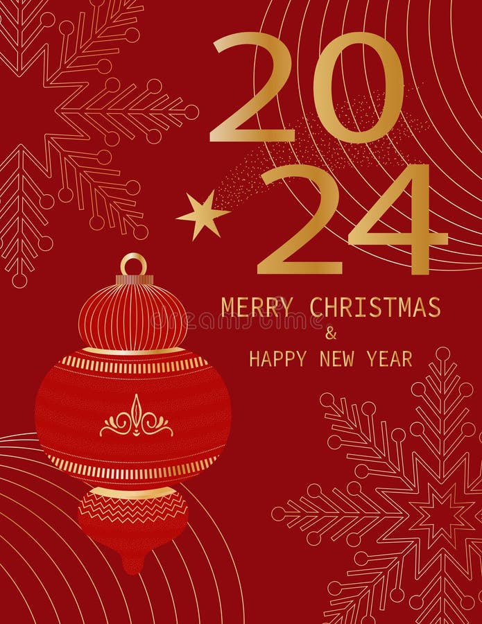 Christmas Postcard 2024 , Red Christmas Balls and Snowflake Stock ...