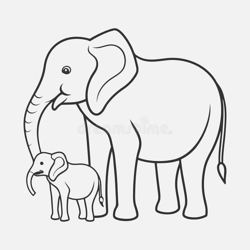 Elegant Elephant and Baby Line Art Vector,Stunning and Versatile Design ...
