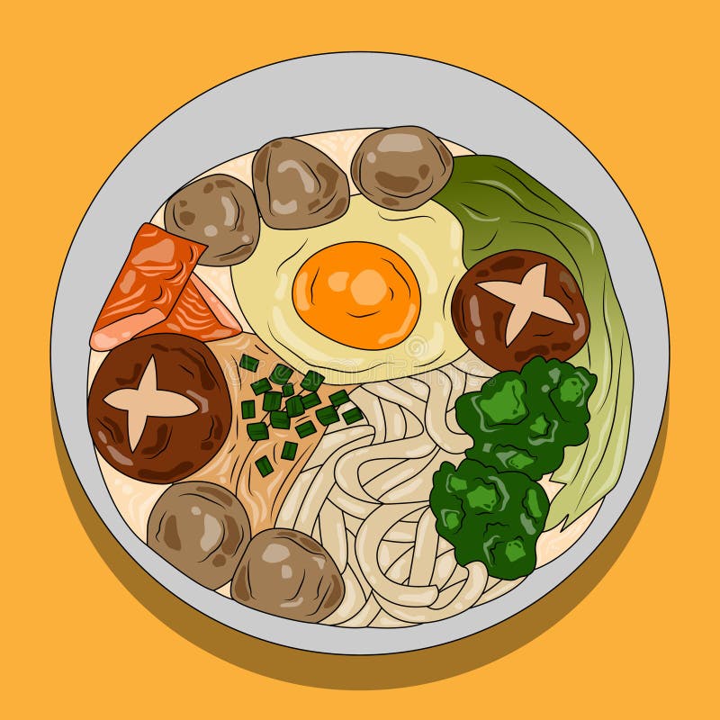 Vector Illustration of Delicious Japanese Udon Noodle Soup. Stock ...