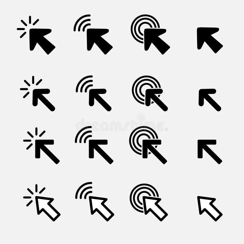 Click Icon Set, Pointer Arrow Icon with Black Color Stock Vector ...