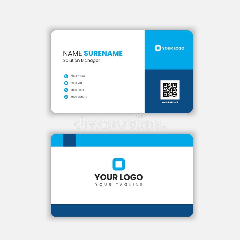 Creative and Clean Design Business Card Template. Blue and Black Colors ...