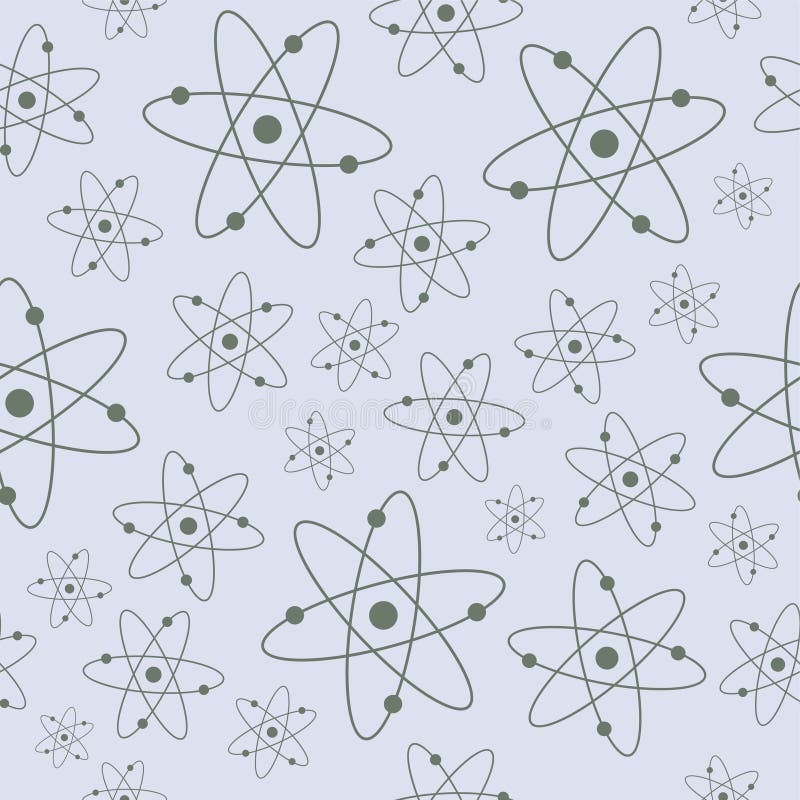 Scientific Seamless Pattern of Atoms on Gray Background Stock ...