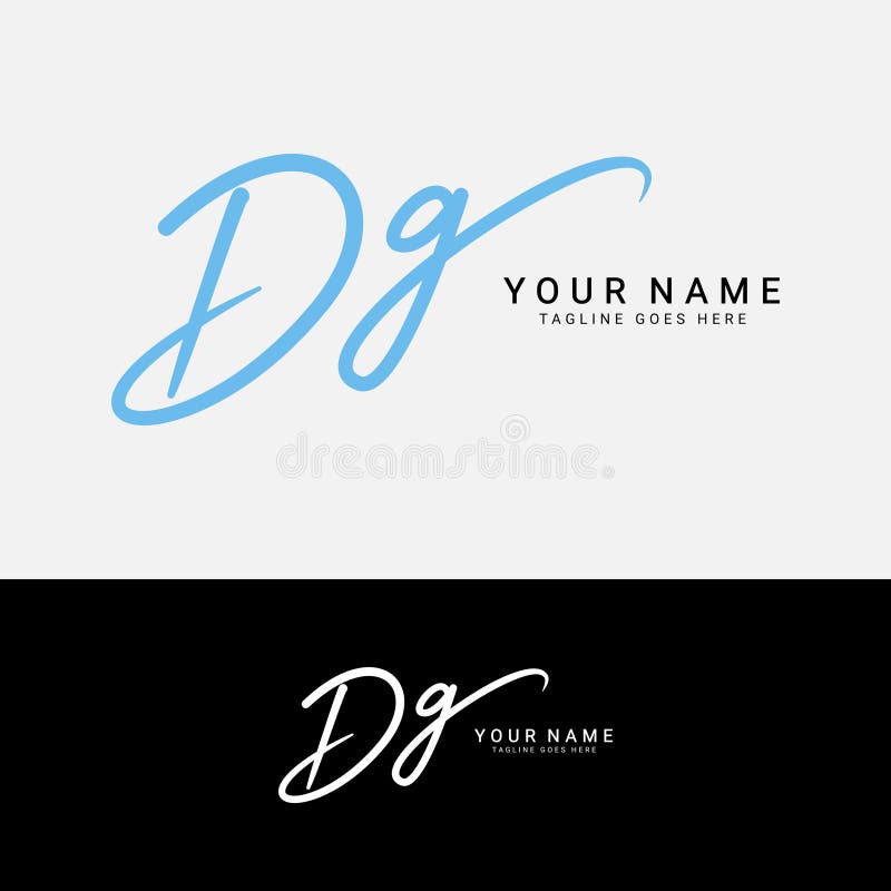 D, G, DG Initial Letter Logo. Alphabet DG Handwritten Signature Logo ...