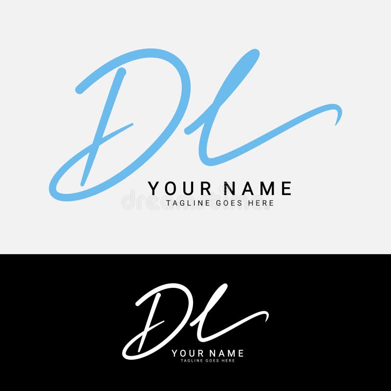 D, L, DL Initial Letter Logo. Alphabet DL Handwritten Signature Logo ...