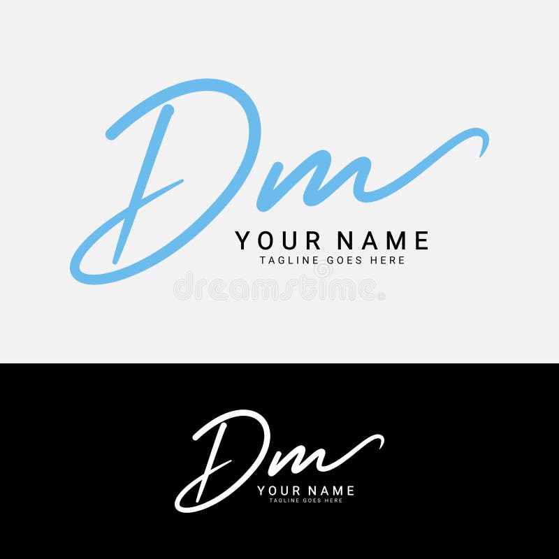 D, M, DM Initial Letter Logo. Alphabet DM Handwritten Signature Logo ...