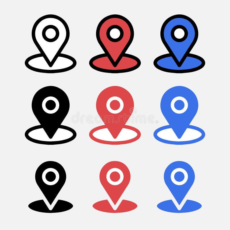 Flat Design Location Ins Multiple Colours Illustration Stock Vector ...