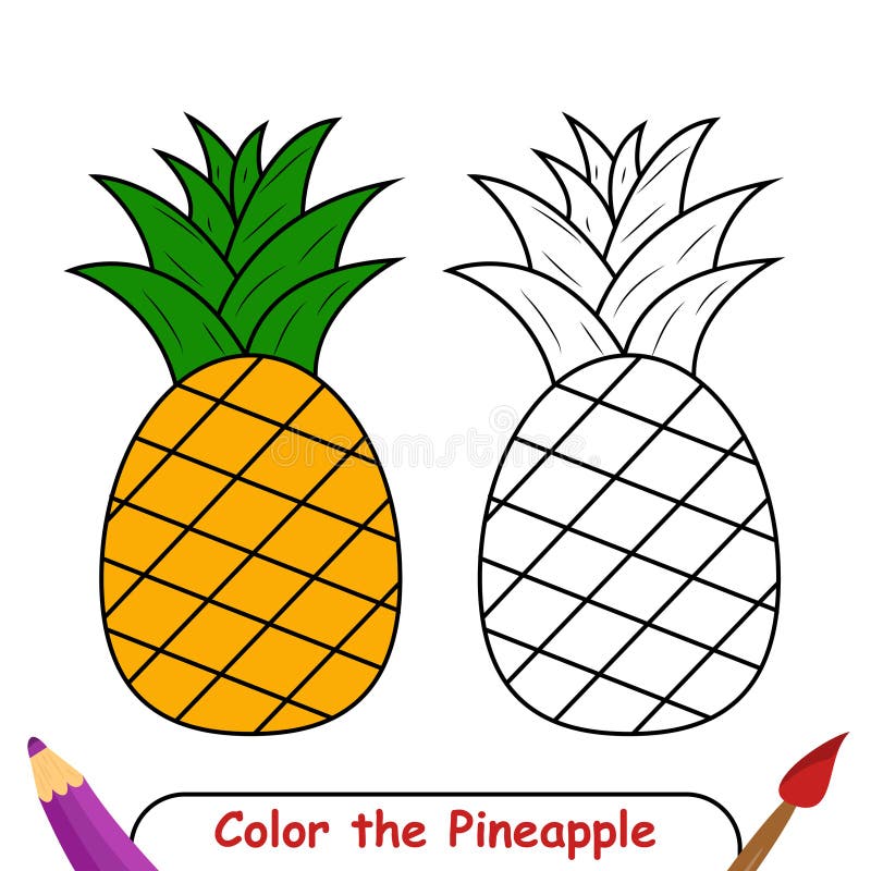 Color the Pineapple Fruit Drawing Illustration. Coloring Book for Kids ...