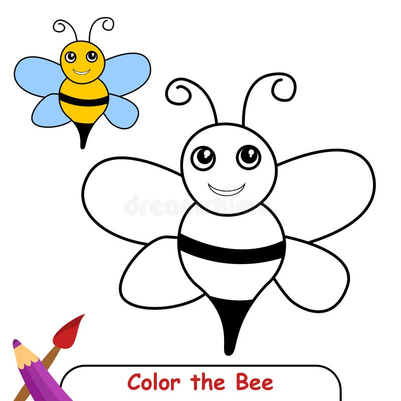 Color the Bee Drawing Illustration. Coloring Book for Kids Stock Vector ...