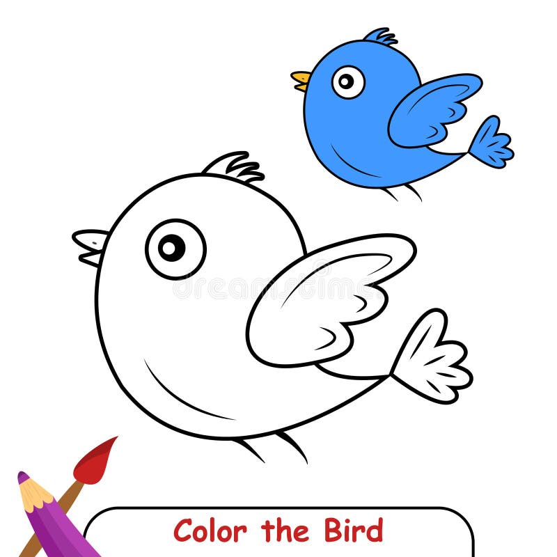Color the Bird Drawing Illustration. Coloring Book for Kids Stock ...
