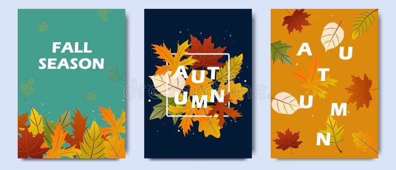 Autumn Background, Banner or Flyer Design. Set of Colorful Autumn ...