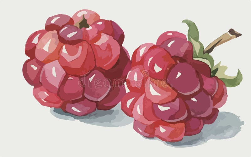 Raspberries Fruits Watercolor Art and Illustration Generative AI Stock ...