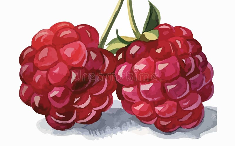 Raspberries Fruits Watercolor Art and Illustration Generative AI Stock ...