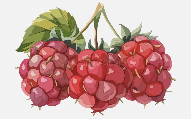 Raspberries Fruits Watercolor Art and Illustration Generative AI Stock ...