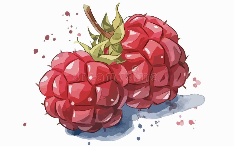 Raspberries Fruits Watercolor Art and Illustration Generative AI Stock ...