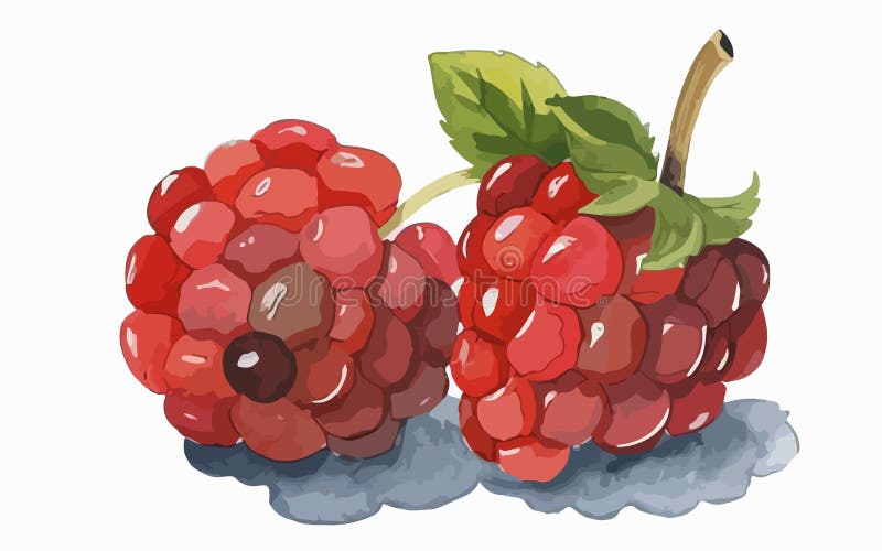 Raspberries Fruits Watercolor Art and Illustration Generative AI Stock ...