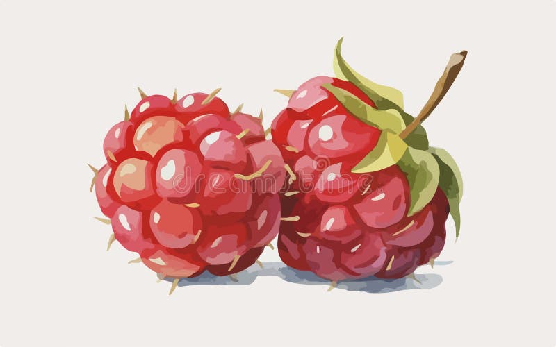 Raspberries Fruits Watercolor Art and Illustration Generative AI Stock ...