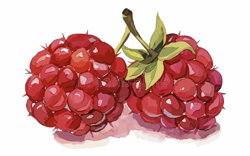 Raspberries Fruits Watercolor Art and Illustration Generative AI Stock ...