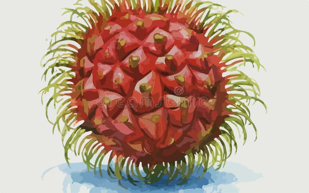 Rambutan Fruit Watercolor Art and Illustration Generative AI Stock ...