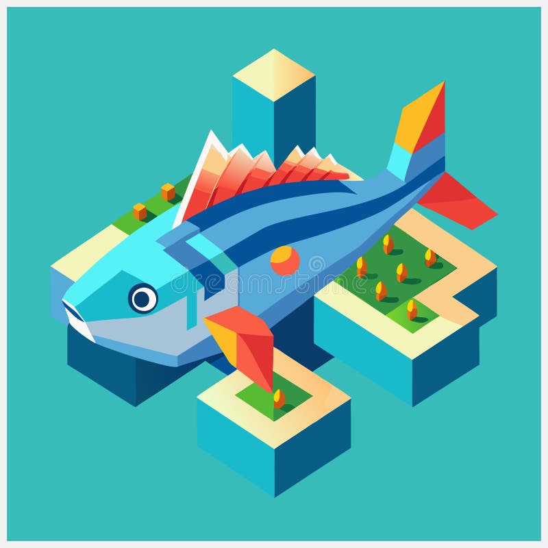 Stunning Isometric Illustrations of Fish: a Visual Delight Stock Vector ...