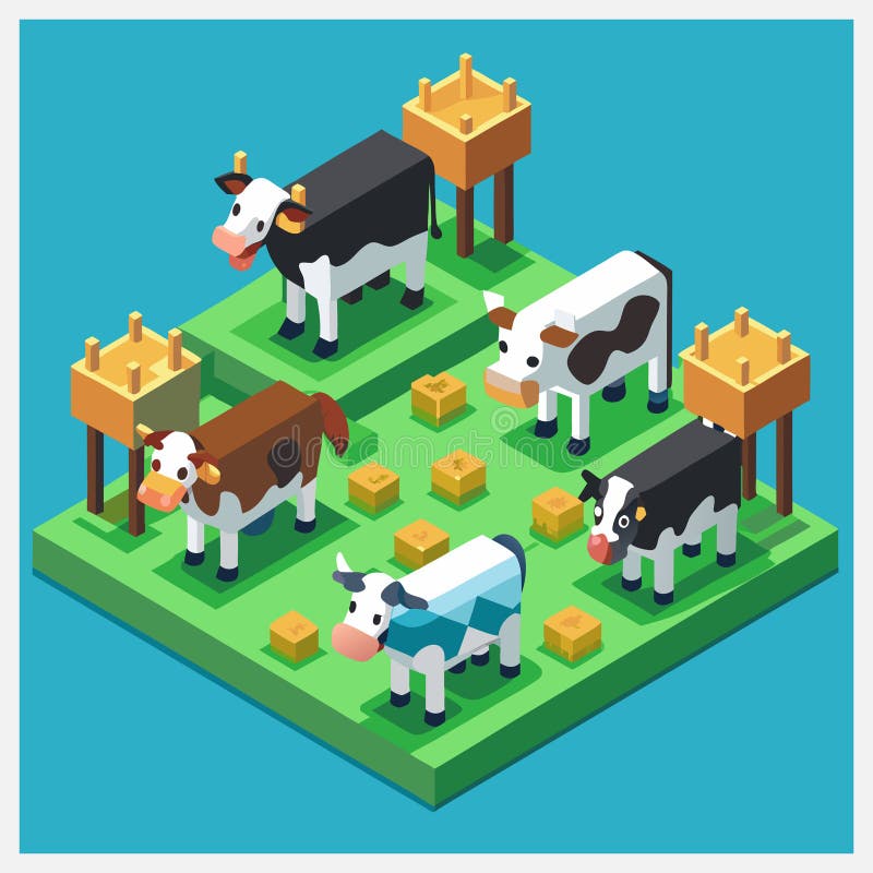 Stunning Isometric Illustrations of Cows: a Comprehensive Collection ...