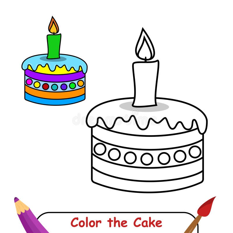 Color the Cake Drawing Illustration. Coloring Book for Kids. Cake ...