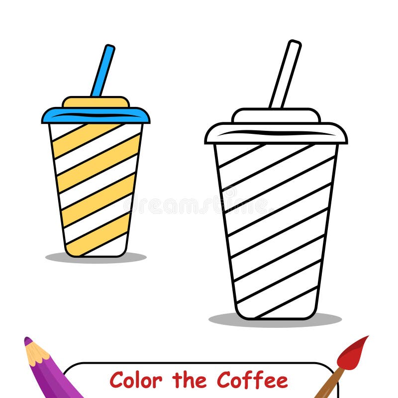 Color the Coffee Drawing Illustration. Coloring Book for Kids. Coffee ...