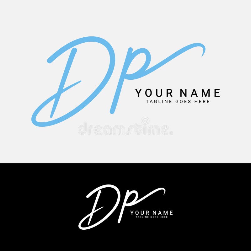 D, P, DP Initial Letter Logo. Alphabet DP Handwritten Signature Logo ...