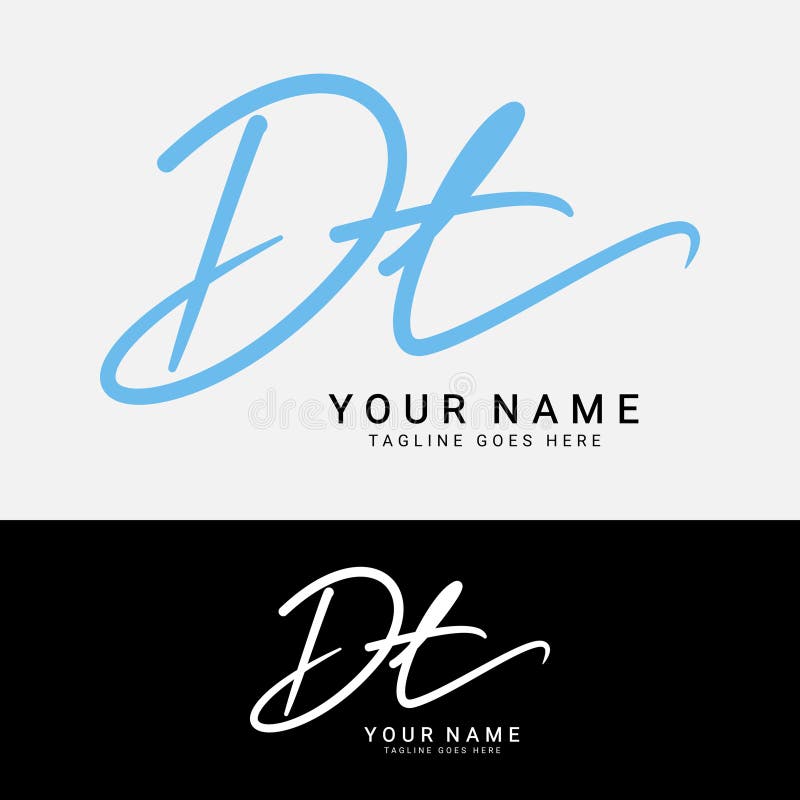 D, T, DT Initial Letter Logo. Alphabet DT Handwritten Signature Logo ...
