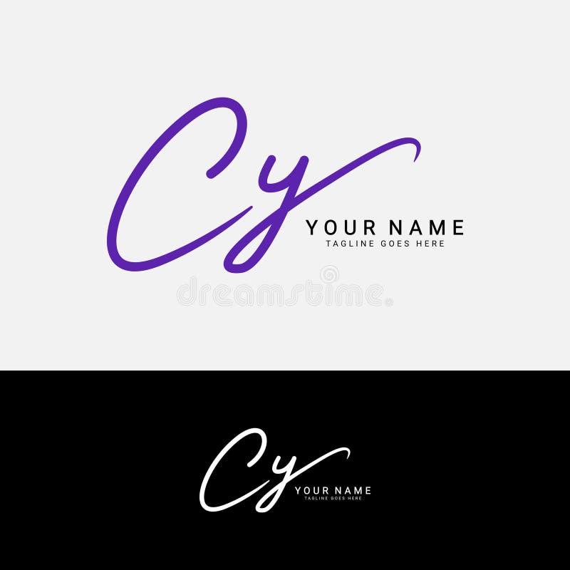 C, Y, CY Initial Letter Logo. Alphabet CY Handwritten Signature Logo ...