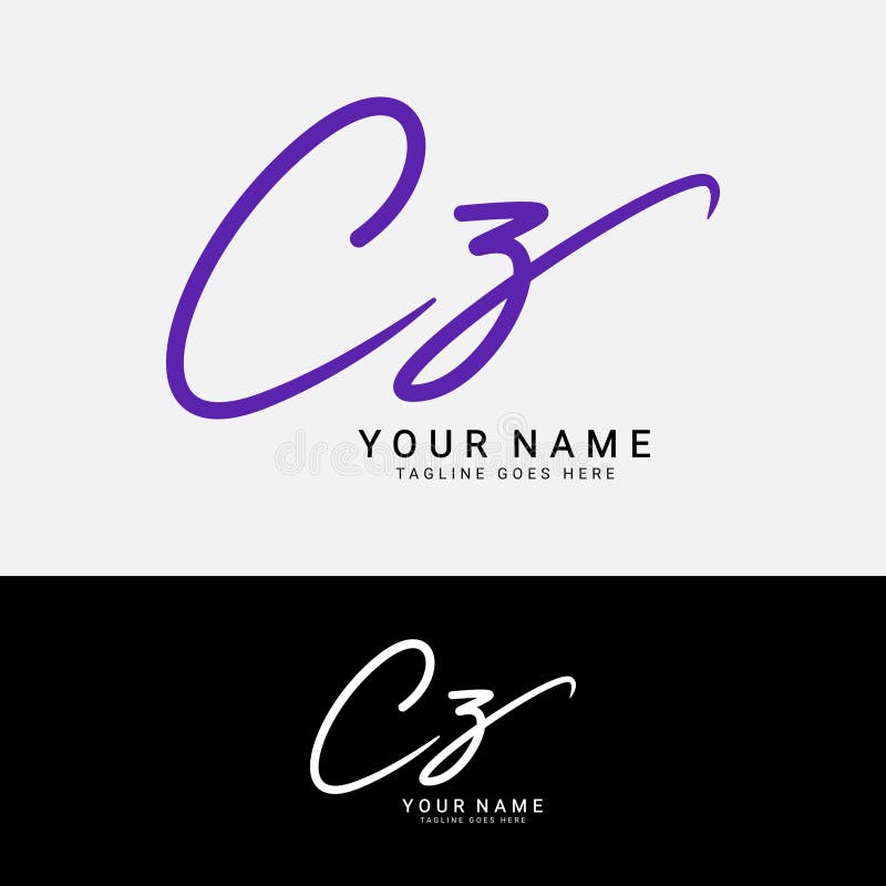 C, Z, CZ Initial Letter Logo. Alphabet CZ Handwritten Signature Logo ...