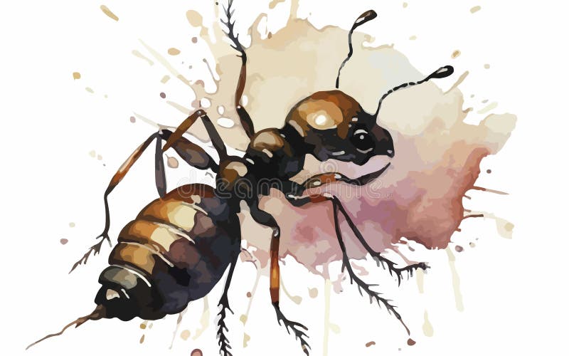 Ant Watercolor Art and Illustration Generative AI Stock Vector ...