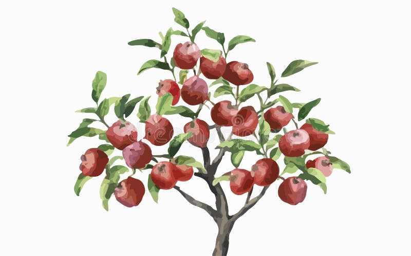 Apple Tree Watercolor Art and Illustration Generative AI Stock Vector ...