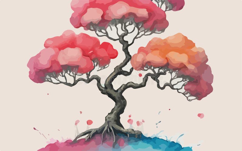 Silk Cotton Tree Watercolor Art and Illustration Generative AI Stock ...