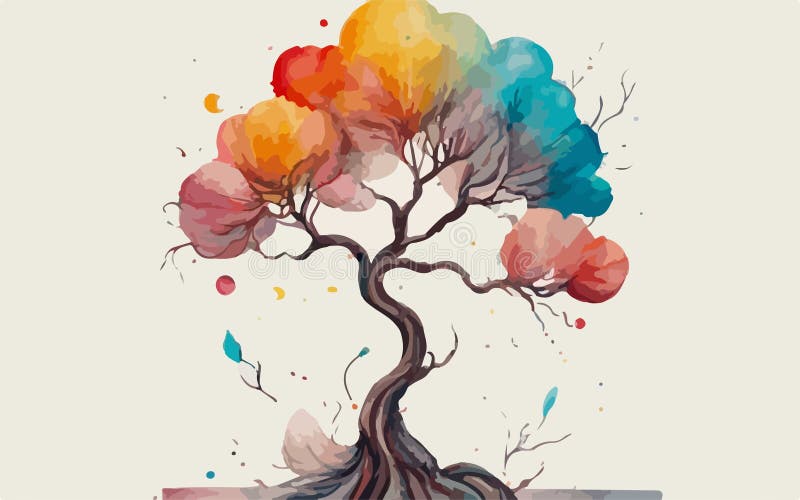 Silk Cotton Tree Watercolor Art and Illustration Generative AI Stock ...