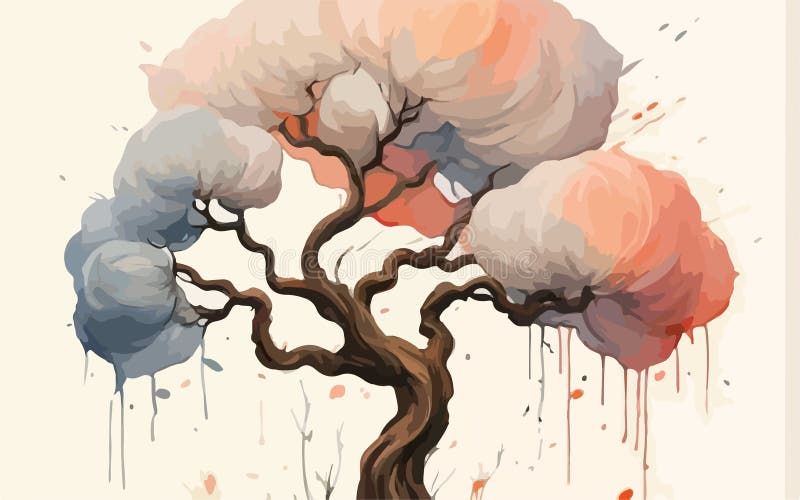 Silk Cotton Tree Watercolor Art and Illustration Generative AI Stock ...