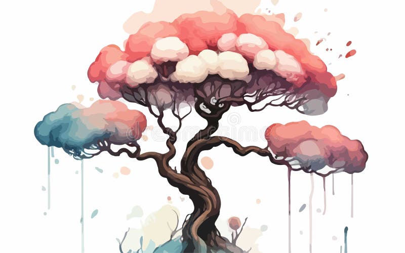 Silk Cotton Tree Watercolor Art and Illustration Generative AI Stock ...