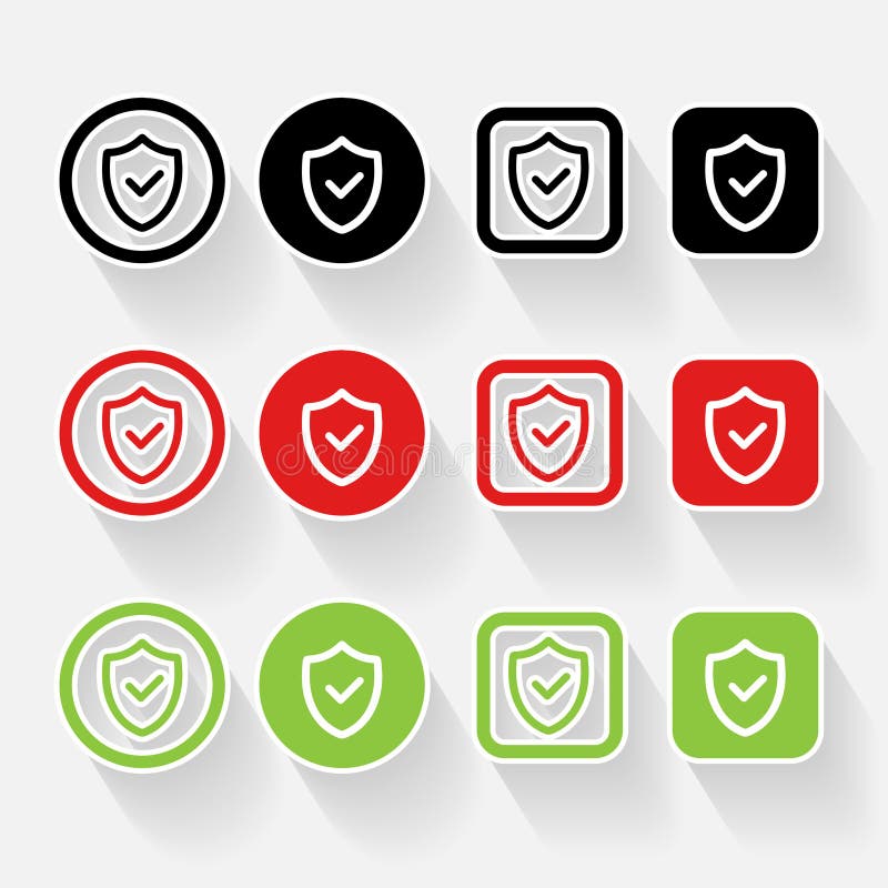 Isolated Shadow Secure Logo Icon Design with Green, Red and Black Color ...