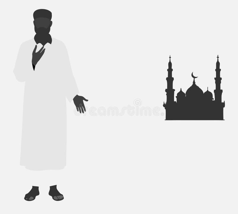 Beautiful Umrah Illustration: Muslim Man Praying Vector Art Stock ...