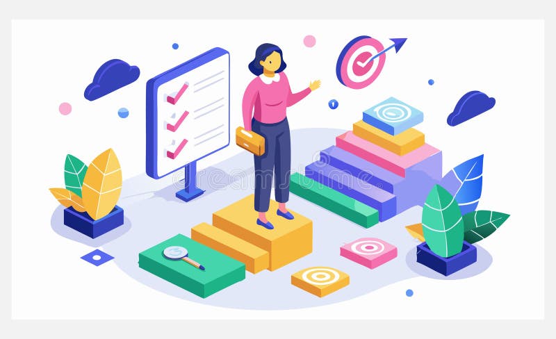 Mastering Step-by-Step Guides: Illustrations of a Girl S Journey Stock ...