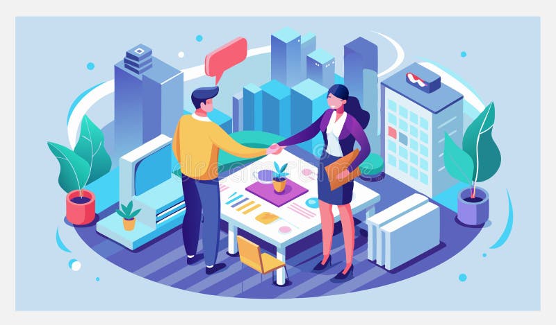 Major Business Deal Agreement between Two People Isometric ...