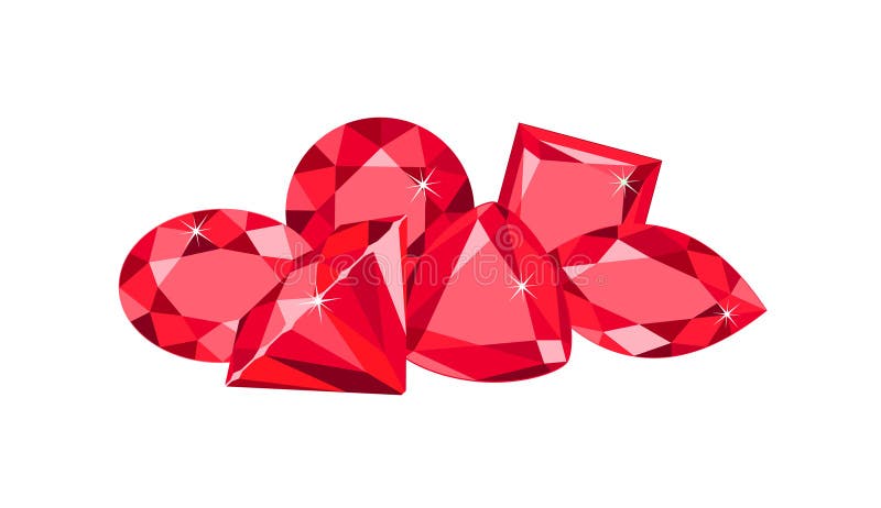 Heap of Red Gemstones Isolated on White Background. Stock Vector ...