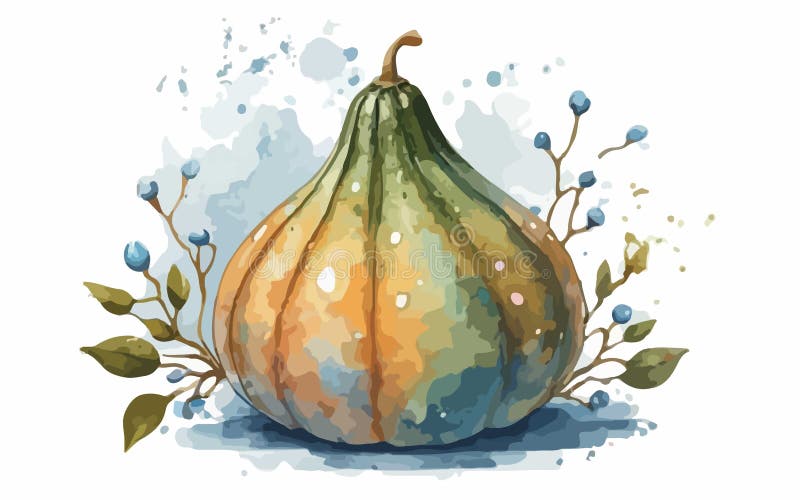 Bottle Gourd Watercolor Art and Illustration Generative AI Stock Vector ...