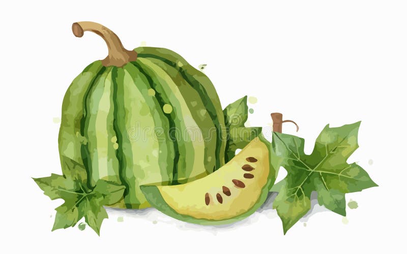 Bottle Gourd Watercolor Art and Illustration Generative AI Stock Vector ...