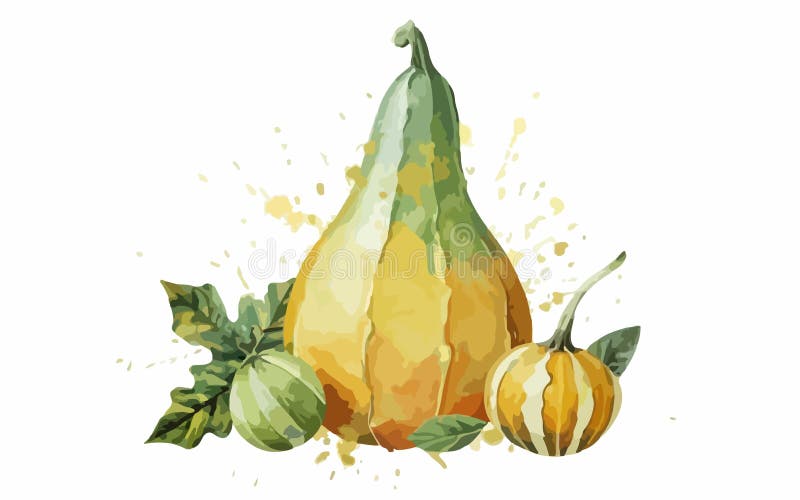 Bottle Gourd Watercolor Art and Illustration Generative AI Stock Vector ...