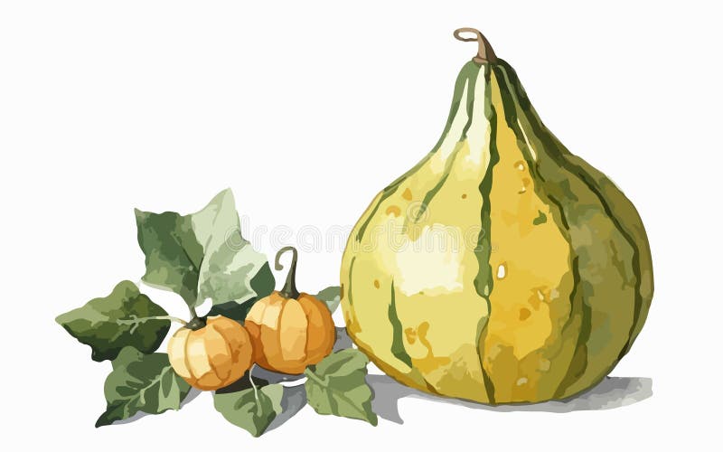 Bottle Gourd Watercolor Art and Illustration Generative AI Stock Vector ...