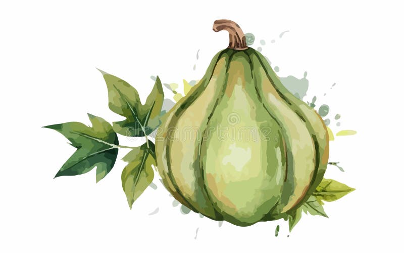 Bottle Gourd Watercolor Art and Illustration Generative AI Stock Vector ...