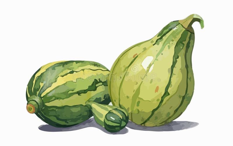Bottle Gourd Watercolor Art and Illustration Generative AI Stock Vector ...