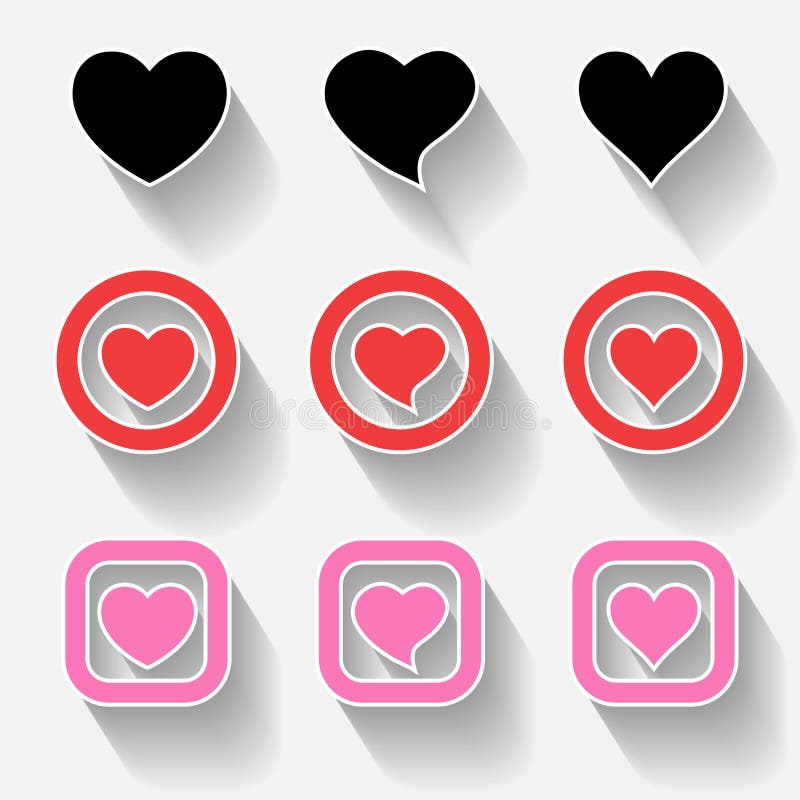 Set Isolated Shadow Love or Heart Logo Icon Design with Pink, Red and ...