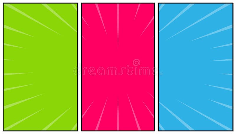 Comic Book Page Template with Rays Effects. Design Frames for Title ...